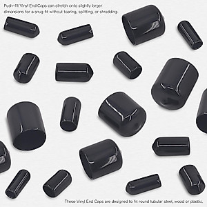 Mardatt 64Pcs 6 Sizes Black Rubber Bolt Screw Thread Protector Cover Vinyl End Caps for Pipe Post Hose Assortment Kit Fit O.D. from 1/4 inch to 1 1/2 inch