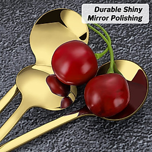 8 PCS 6.7 Inch Plated Stainless Steel Espresso Spoons, lyfLux Stirring Spoons Mini Teaspoons Set for Coffee Sugar Dessert Cake Ice Cream Soup Antipasto Cappuccino (Gold)