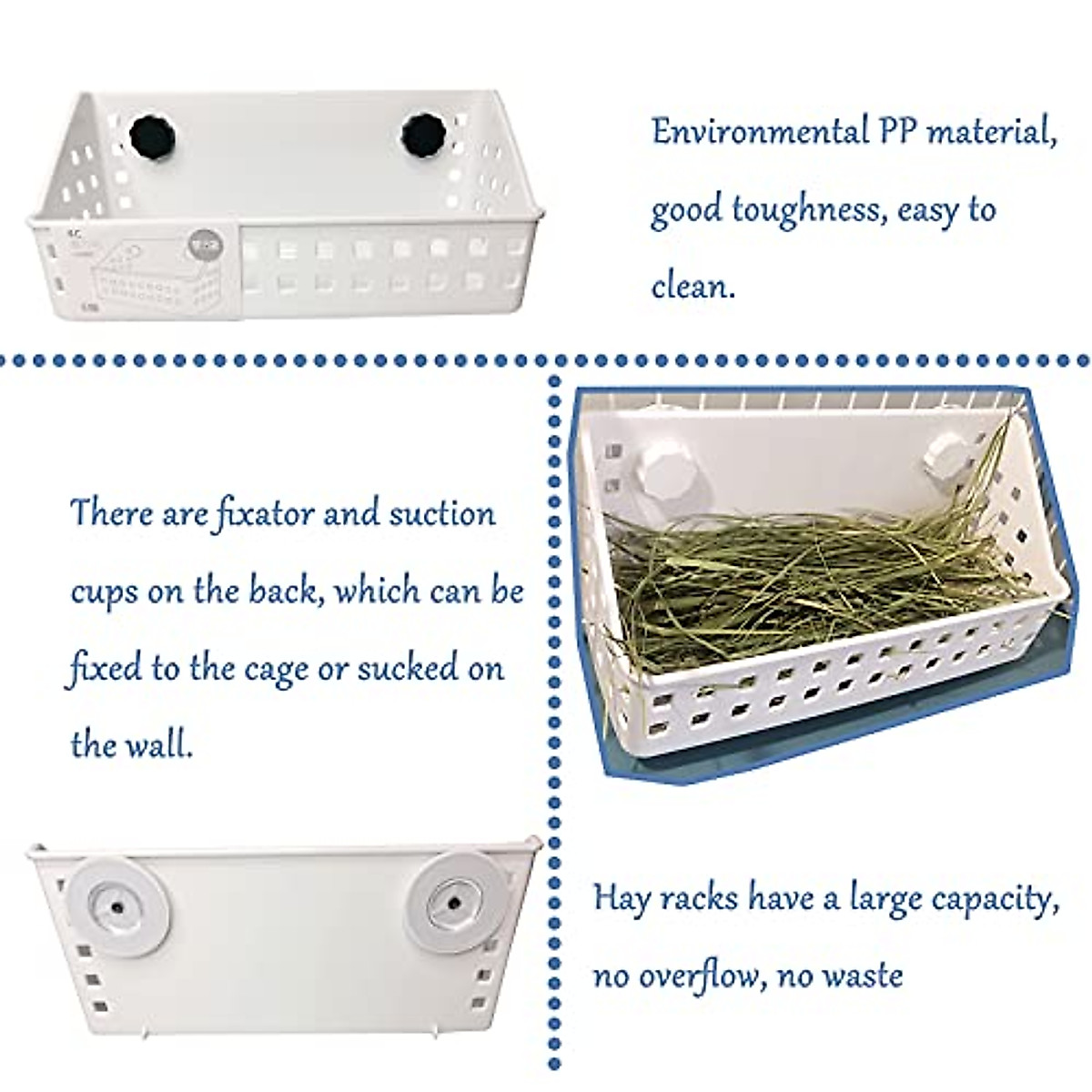 Hamiledyi Rabbit Hay Feeder,Bunny Water Fountain Automatic Guinea Pigs Hay Food Feeder Bowls Manger Rack 17oz Hanging Gravity Drinking Feeder for Ferrets Chinchillas (Purple)