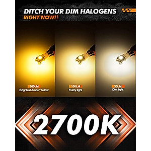 SEALIGHT 194 LED Bulb, 168 T10 LED Bulb Amber 2700k Yellow 2825 for Turn Signal Side Marker Dome Lights, 12V Cab Running Parking Tail Lights, (Pack of 10)