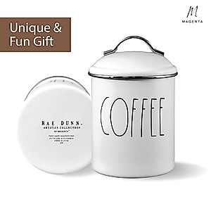 Rae Dunn Tin Coffee Canister, Tin Canister with Lid and Elongated Writing