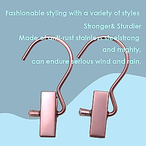Koobay Laundry Hook Boot Clips Hanger Clothes Hanging Clips, Rose Gold Multi-Functional Socks Towel Clip Clothespins,Lightweight Home Travel Hangers for Closet Hanger Organizer Matte Process (20 Pack)