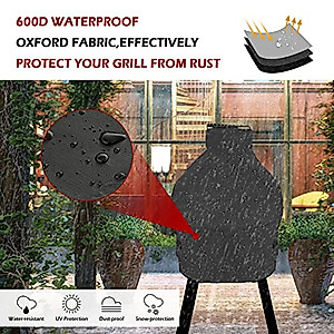 Grill Cover fit MiniMax & Mini Big Green Egg,Big Green Egg Accessories,Black Waterproof Full Grill Cover Smoker Accessories,Premium-Quality Fabric Outdoor Grill Cover for Big Green Egg