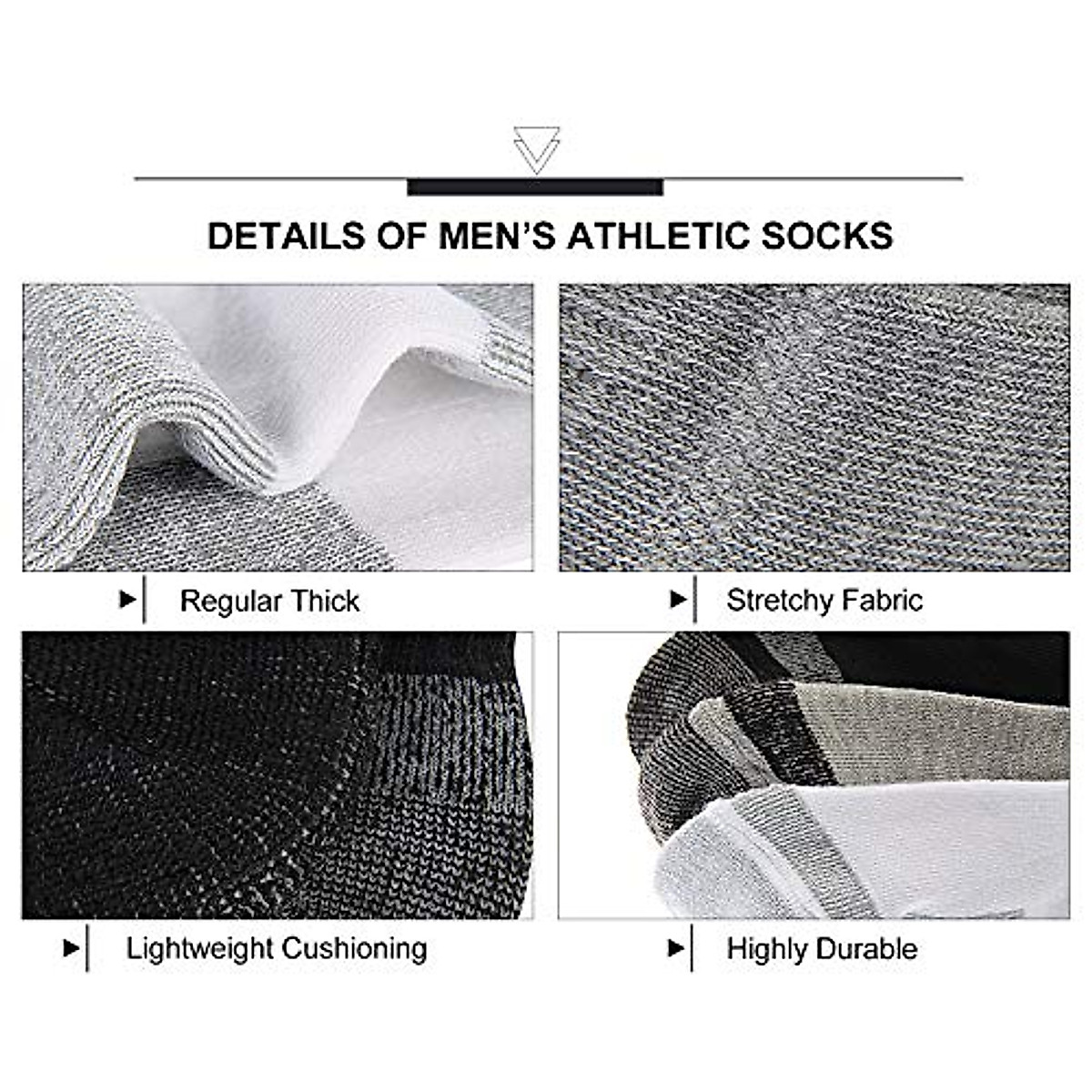 FLYRUN Men's Athletic Ankle Quarter Socks Men Comfort Cushion Moisture Wicking Work Sock 6 Pack