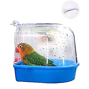 Yu’s north Bird Bath Cage, Cleaning Pet Supplies Bathtub with Hanging Hooks Come Free Water Injector for Little Parrots Spacious Parakeets Portable Shower Most Birdcage Random Color (M)
