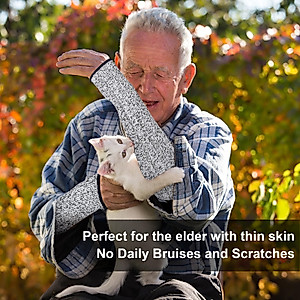 IMENORY Cut Resistant Sleeves, Arm Protectors for Thin Skin and Bruising, Upgrade Work Cooking Gardening Forearm Sleeves with Thumb Hole Arm Guards for Men Women Garden Kitchen Yard Work 1 Pair