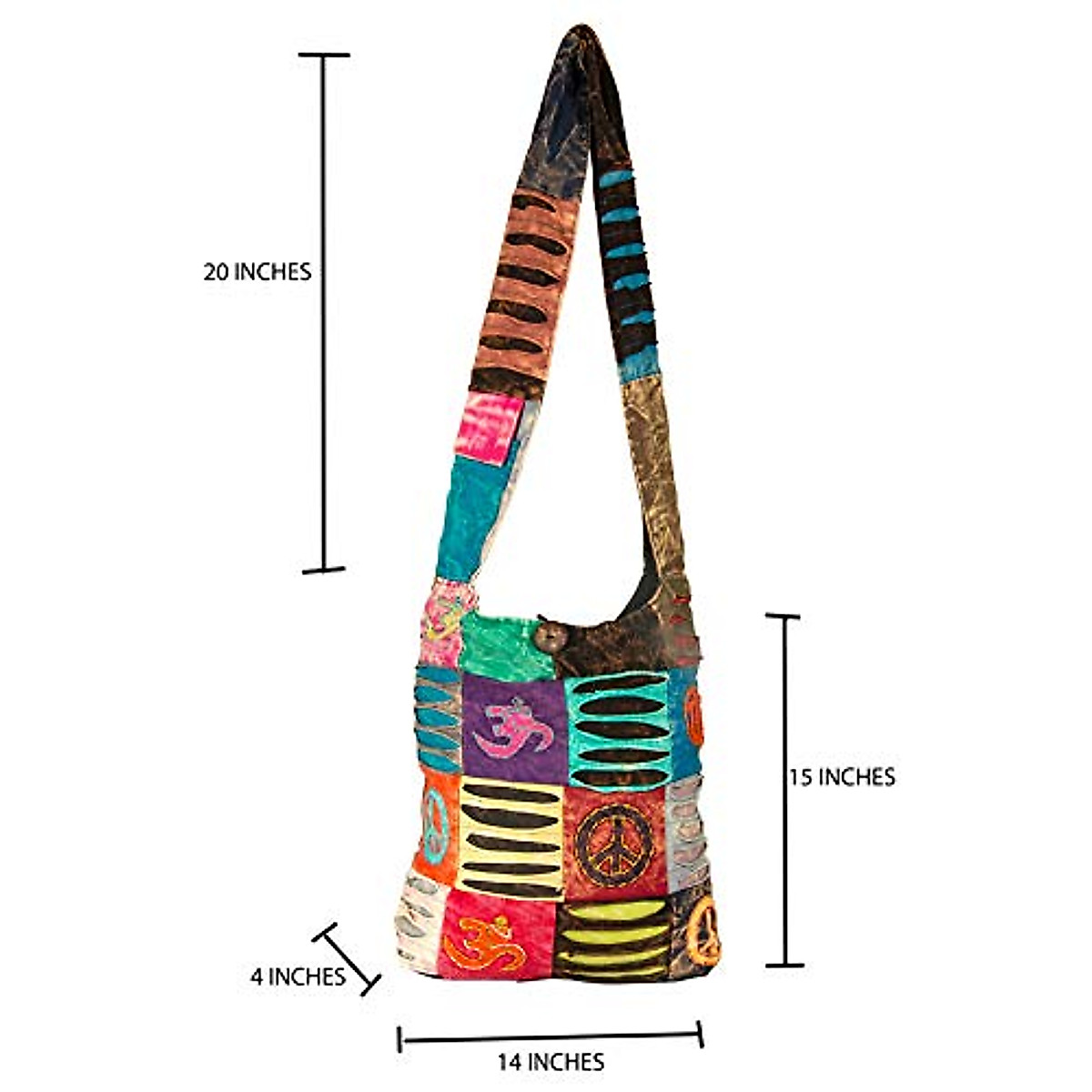 Blue Red Hobo Cotton Sling Cross Body Messenger Shoulder Bag Hippie Boho Bohemian Light Roomy Spacious (COLORFUL OM)