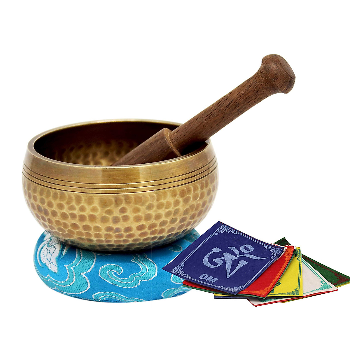 3.5 Inch Tibetan Singing Bowl, Hand-Hammered Meditation Chakra Bowl for Yoga, Chakra healing, Relaxation, Stress Relief, Handmade in Nepal, Comes w/Buddhist Prayer Flag, Small Sound Bowl