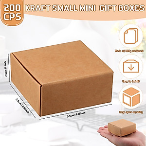 200 Pcs Small Kraft Paper Gift Boxes 2.16'' x 2.16'' x 0.98'' Bulk Gift Boxes with Lid Mini Bracelet Boxes for Jewelry Tiny Wrap Boxes Small Cardboard Boxes for Favor Ornaments Earring (Kraft Color)