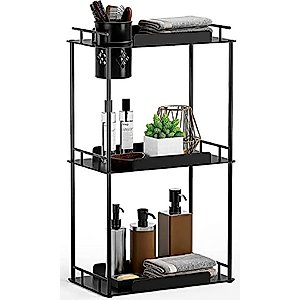 GAOHANG 3 Tier Bathroom Counter Organizer, Kitchen Countertop Organizers, Spice Rack Storage Shelves, Makeup Shelf, for Bathroom, Kitchen, Living Room, Bedroom, Coffee Station Black