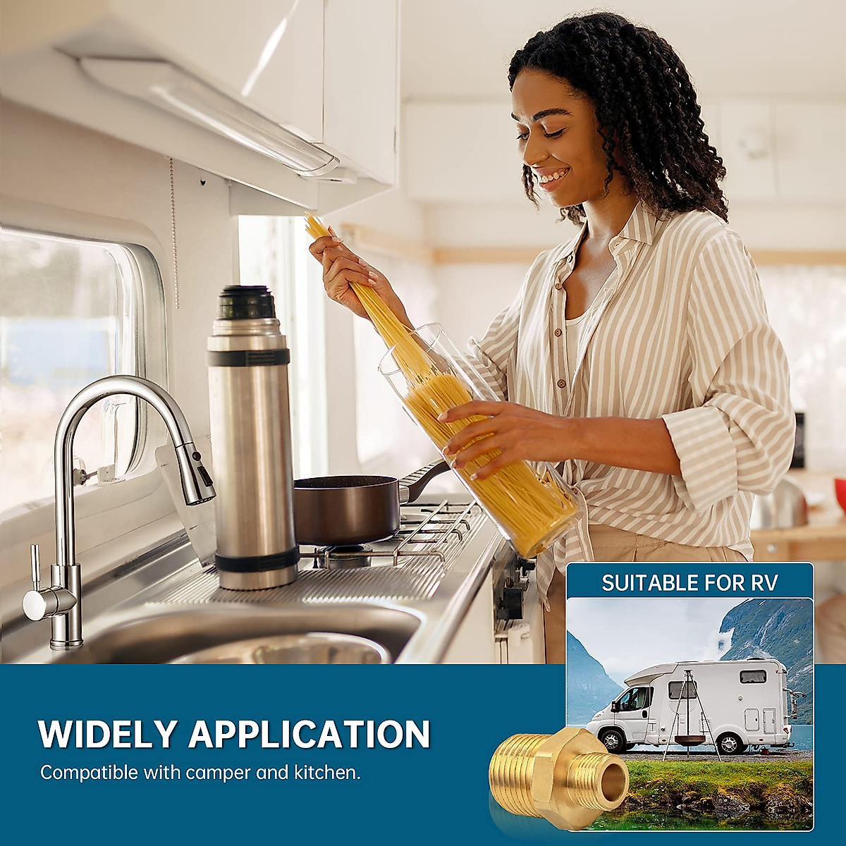 WEWE Single Handle High Arc Brushed Nickel Pull Out Kitchen Faucet,Single Level Stainless Steel Kitchen Sink Faucets with Pull Down Sprayer with 1/2 to 3/8 Adapter 2 Pieces