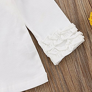 Toddler Baby Girl Basic Plain Ruffle Cuff Long Sleeve Cotton T Shirts Tee Tops (White, 2-3T)