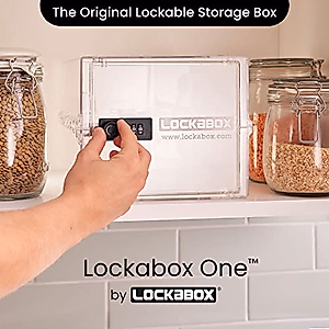 Lockabox One™ | Compact and Hygienic Lockable Storage Box for Food, Medicines, Tech and Home Safety | One Size 12 x 8 x 6.6 inches externally (Crystal)