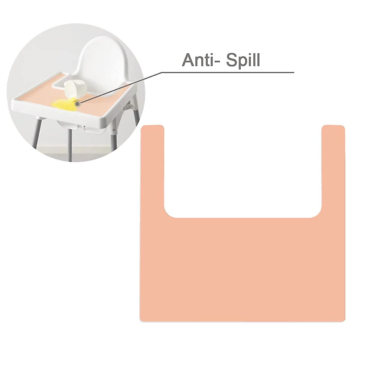Baby High Chair Placemat for Antilop High Chair, Silicone Mat for Antilop Baby High Chair Tray Accessories, Finger Foods Placemat for Toddler and Babies Girls… (Peach)