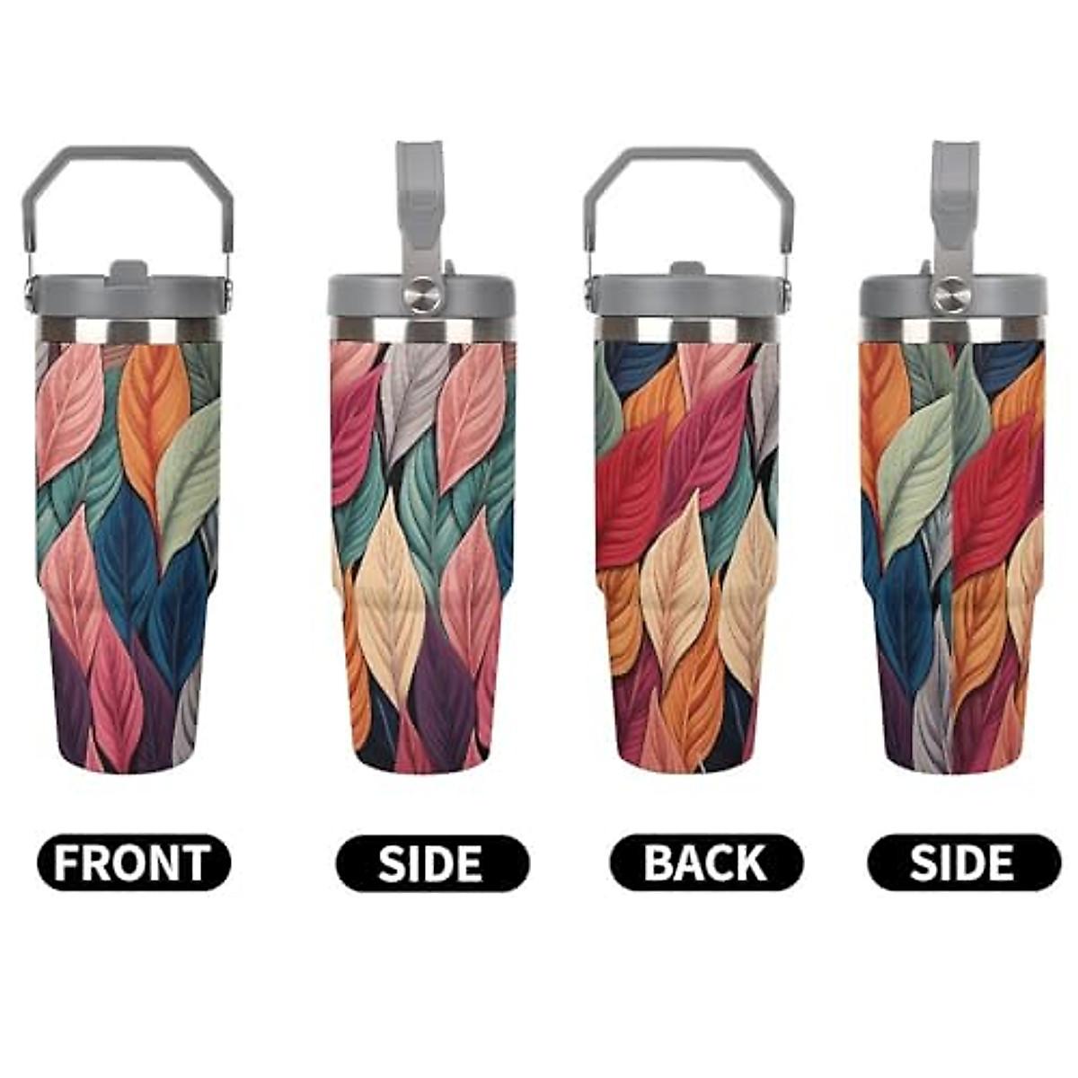 SYJTGDE Large Capacity Car Cup Multicolor Leaves Fashionable Upgrade Car Cup Advanced And Beautiful Travel Cup