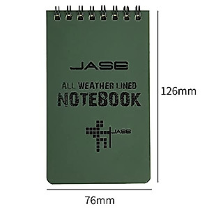 All-Weather Top-Spiral Notebook 3" x 5" Green Cover Waterproof Shower Aqua Notes Notepad Notebook(5 Pack)1