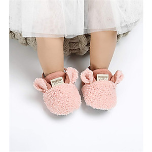 LAFEGEN Infant Baby Boys Girls Slipper Stay On Non Slip Soft Sole Newborn Booties Toddler First Walker Crib House Shoes 0-18 Months, 01 Khaki, Baby Slipper 12-18 Months Toddler