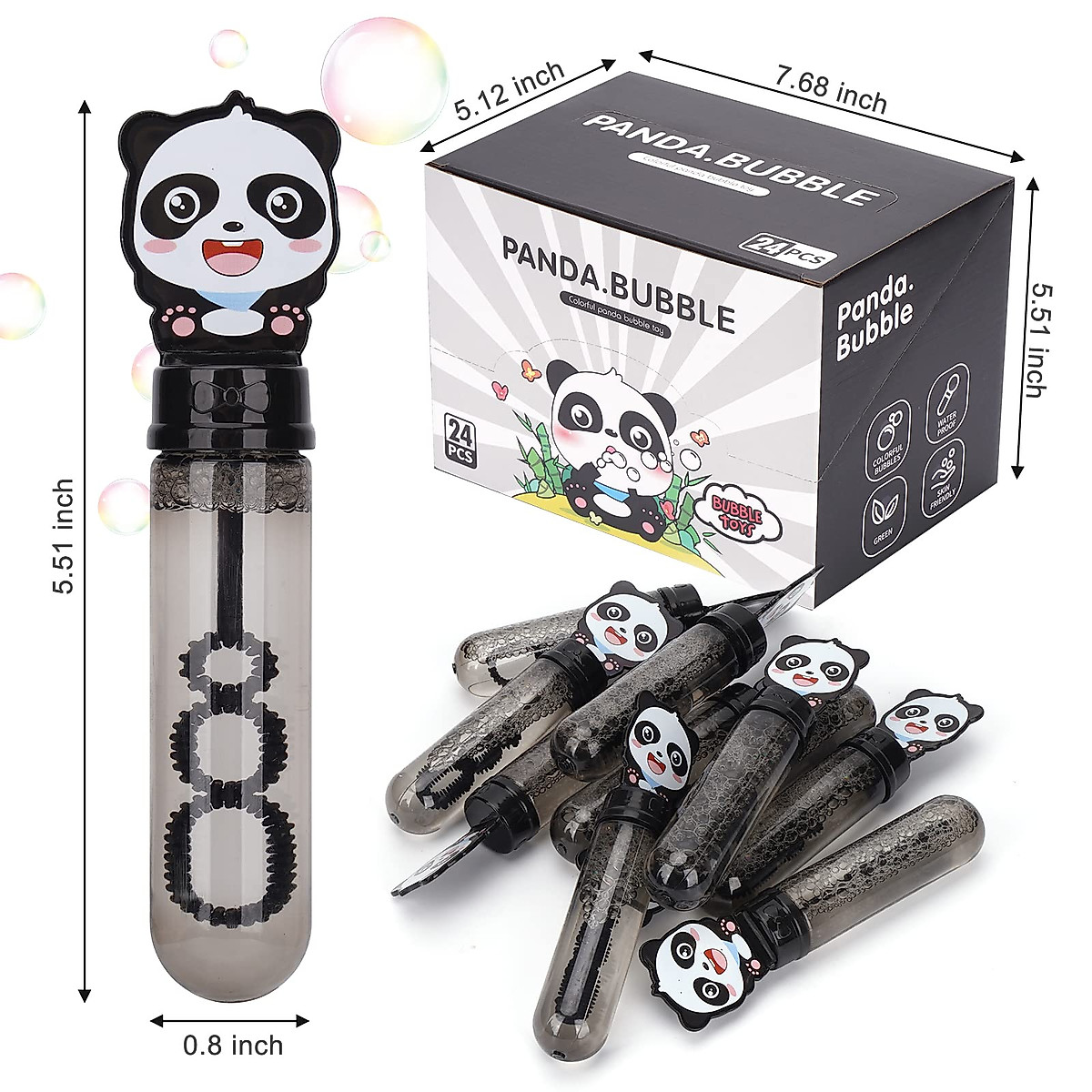 Panda Party Favors Supplies Panda Bubble Wands for Kids Panda Bubble Blowing Toy Gift Goodie Bag Stuffers 24PCS