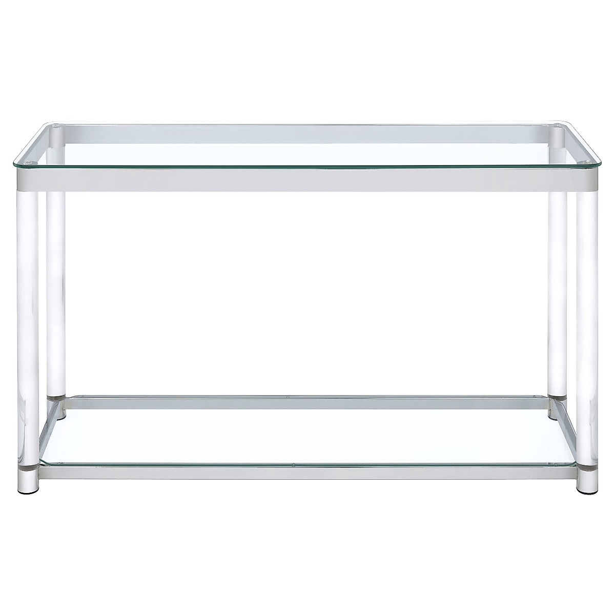 Coaster Home Furnishings Anne Sofa Table with Lower Shelf Chrome and Clear