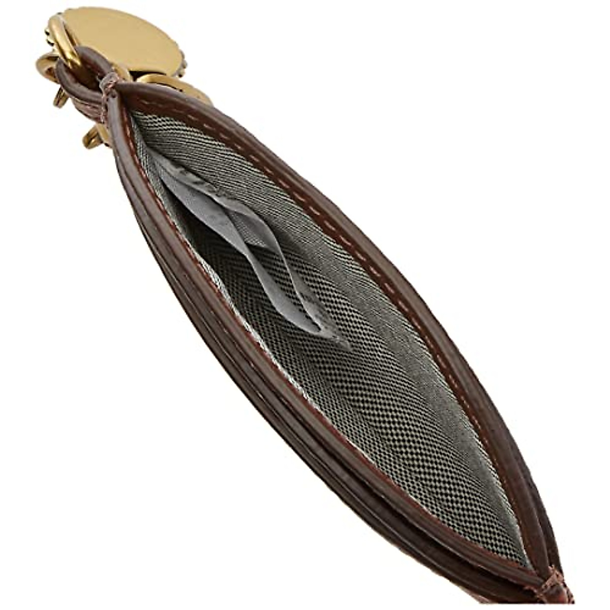 Fossil Women's Polly Leather Wallet Slim Minimalist Card Case with Keychain, Brown (Model: SL6455200)