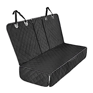 BESULEN Dog Car Seat Cover for Back Seat, Waterproof Dog Bench Seat Pad Compatible for Armrest & Seat Belt, Universal Nonslip Durable Soft Pet Backseat Protector for Cars Trucks & SUVs (Black)
