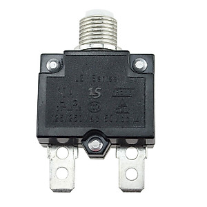 ZOOKOTO 2PCS 10A DC50V AC125-250V Push Button Reset Circuit Breakers with Quick Connect Terminals and Waterproof Button Black Cap
