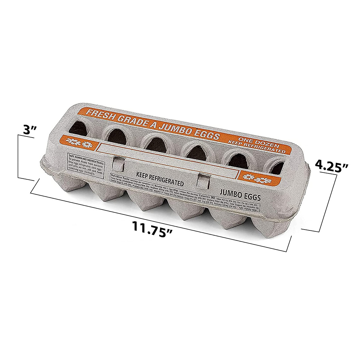 Jumbo Egg Cartons Holds 12 Eggs Printed Natural Pulp - 1 Dozen Large - Strong Sturdy Material Perfect For Storing Extra Eggs - by MT Products (15 Cartons) - Made in The USA