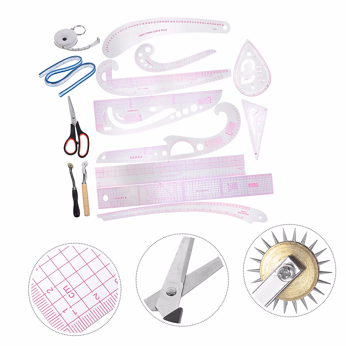 COHEALI All-in-one Sewing Ruler Set 15 Pieces Metric Imperial Rulers French Curve Tailor Ruler for Dressmaking Quilting Sewing Projects