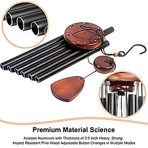Large Aluminium Wind Chimes 37" Inches to Create a Zen Atmosphere Suitable for Outdoor, Garden, Patio Decoration. Classic Black Wind Chimes with Wind Catcher Suitable as A Gift for Unisex