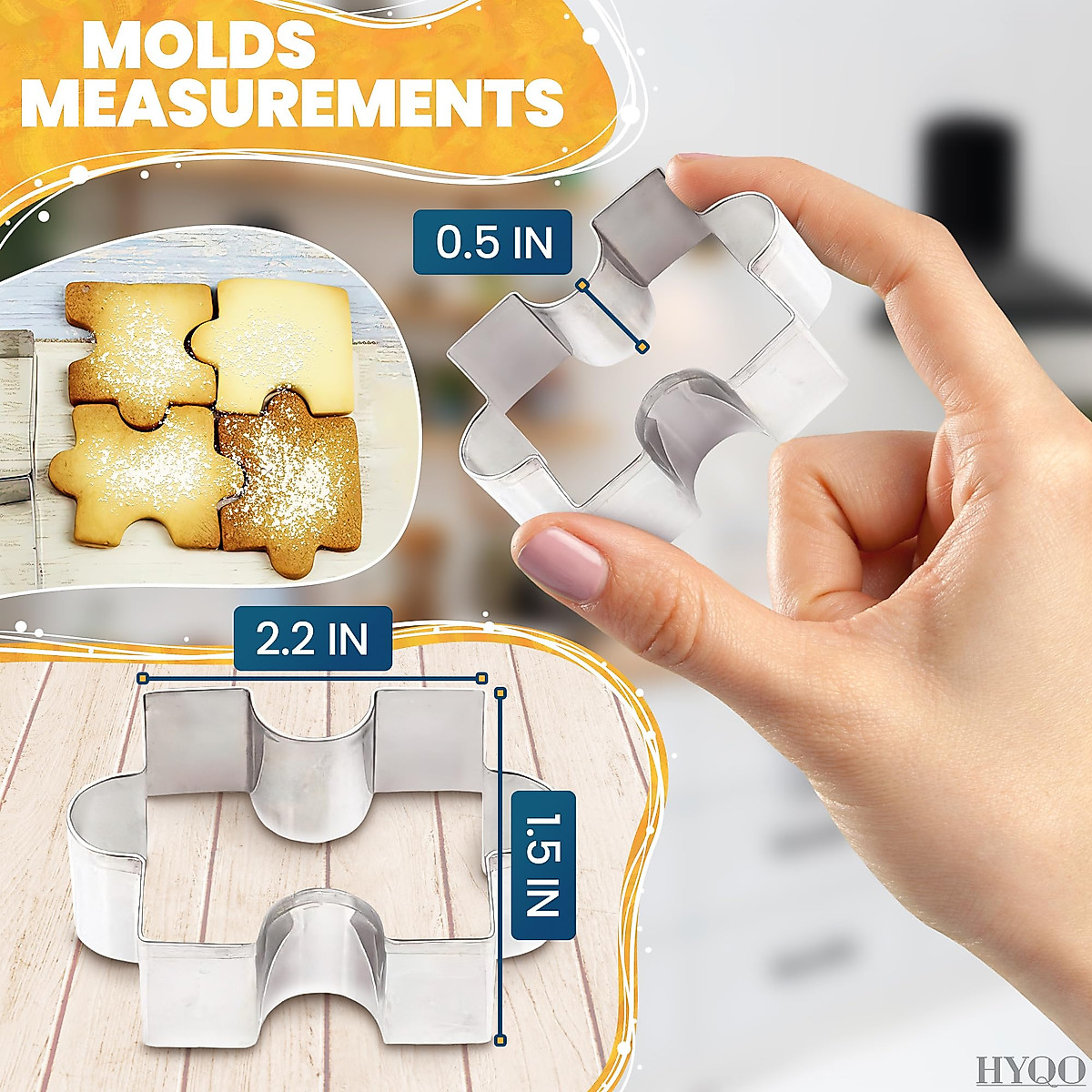 4Pcs Puzzle Cookie Cutter Set - Puzzle Piece Fondant Cutter Stainless Steel Clay Cutters Fondant Biscuit Cutters Tool for Baking Cutting Shapes - Small Cookie Cutters for Baking Birthday Decoration