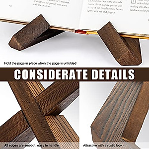 PUERSI Cookbook Stand for Kitchen, Recipe Book Holder for Kitchen Counter, Wooden Cookbook Holder, Rustic Cook Book Holder Stand - Rustic Brown