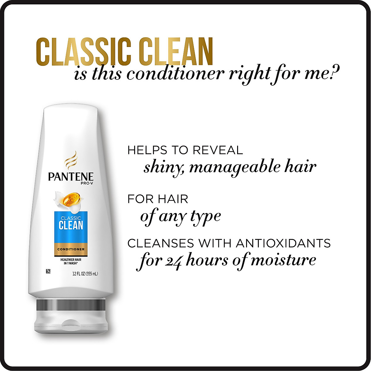 Pantene Pro-v Classic Clean, Shampoo and Conditioner Set, 49.4 Fl Oz
