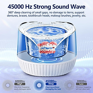 THISONG Ultrasonic UV Cleaner for Dentures, Orthodontic Appliances, Whitening Trays, Toothbrush Heads, Diamond, Jewelry, 5/10 Minutes Ultrasonic Retainer Cleaner with UV Light