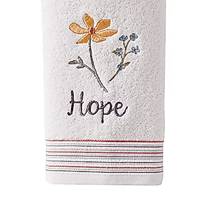 SKL Home Faithful Flowers Hand Towel,Cotton , White Small