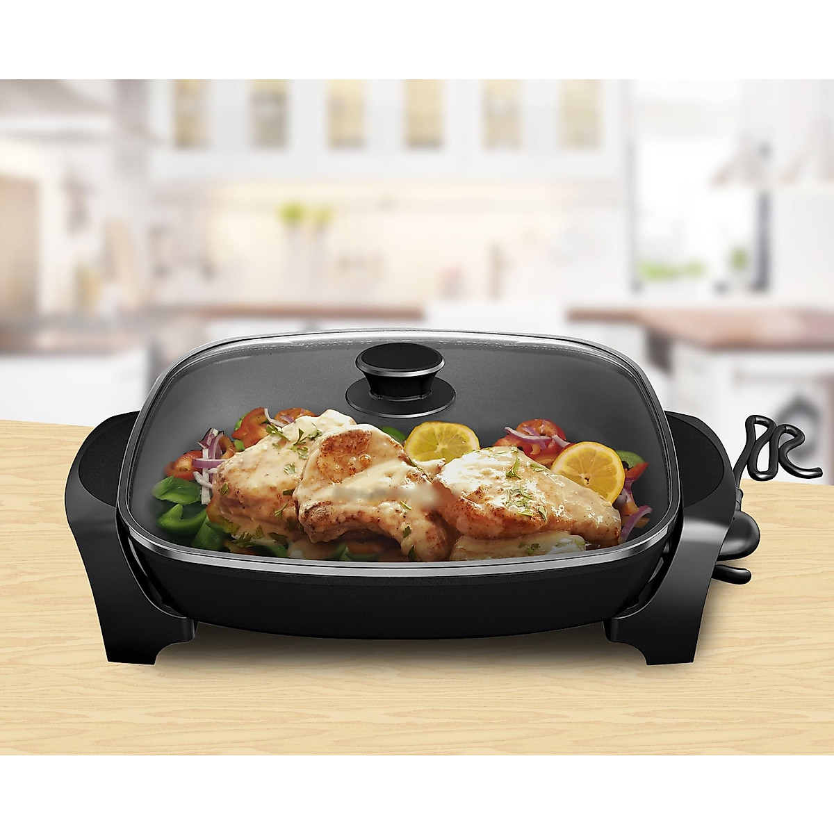 10.5-Quart Jumbo Electric Skillet with Easy-Pour Spout, Black - Versatile Cooking Made Easy
