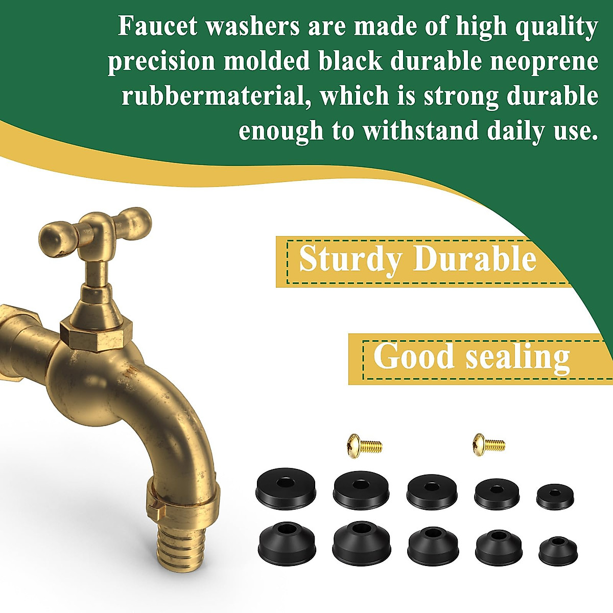 Oruola 116pcs Outdoor Faucet Repair kit,Faucet Washers Assorted Kit,Faucet Washers Kit with Assorted Flat & Beveled Rubber Washers,Faucet Washers for Repairing Faucet Leak Worn Out Washer Replacements