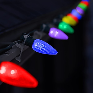 HLO Lighting Set of 25 Purple C9 Christmas Lights | Faceted C9 LED Christmas Light Bulbs for Indoor & Outdoor Use | Durable C9 LED Lights | Replacement C9 Bulbs