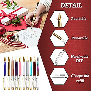 10 Pieces Empty Tube Floating DIY Pens Metal Empty Tube Ballpoint Pens DIY Glitter Liquid Sand Pens with Self Adhesive Pen Bag for Christmas Thanksgiving Favorite Gif