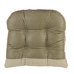 Klear Vu Gripper Overstuffed Universal Non-Slip Dining Chair Cushions for Kitchen Decor or Office Use, U-Shaped Skid-Proof Seat Pad, 15x15 Inches, 4 Count (Pack of 1), Linear Stone Tan