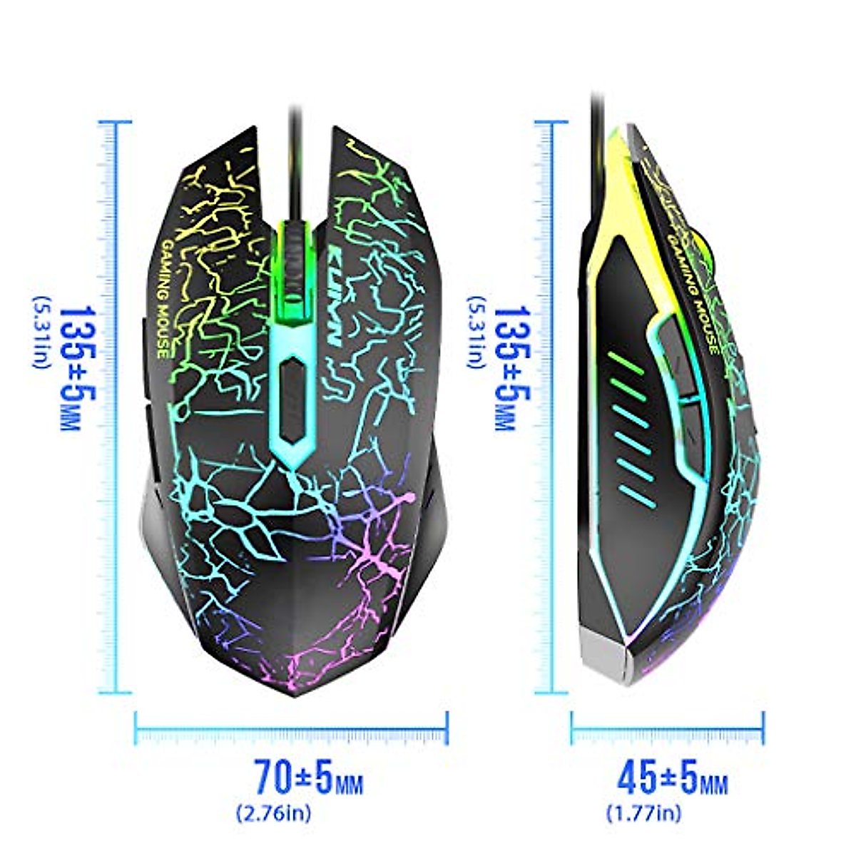 MAOSUO T6RGB Luminous Wired Gaming Keyboard and Mouse Set with Large Mouse Pad USB Colorful Backlit Easy-to-Operate Mechanical Feel Keyboard Accessories Kit for Laptop Computer Gamer Work