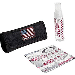 Oakley Holbrook Sunglasses (Matte Black Frame / Positive Red Iridium Lens) with USA Flag Lens Cleaning Kit