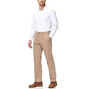 Soojun Men's Classic Fit Wrinkle Resistant Comfort Waist Flex Pant, Khaki, 38Wx30L