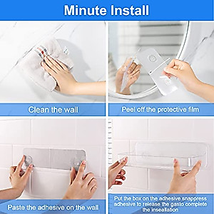 Diesisa Plastic Wall Mount Organizer, Adhesive Clear Acrylic Shelf, No Drilling Hang Walls, Adhesive Shelf with Self Adhesive Tape, for Bathroom, Pantry, Kitchen, Utility Room 12.4 * 3.42 * 3.26 inch