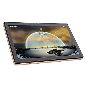 Airshi Gaming Tablet, US Plug 100‑240V 6GB RAM 256GB ROM Octa Core CPU 10.1 Inch FHD Office Tablet for School (Gold)