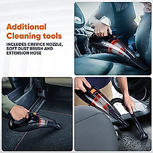 ENGINDOT Car Vacuum Cleaner, 8Kpa High Power Handheld Vacuum, 30 Mins Runtime 12V Cordless Car Vacuum, 2-Way Powered, Accessories Kit for Car Interior and Home Cleaning