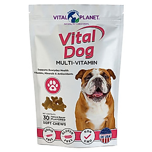 Vital Planet - Vital Dog Multivitamin for Everyday Health with Vitamins, Minerals and Antioxidants - 30 Bacon Flavored Soft Chews