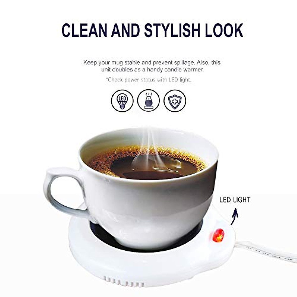 Eutuxia Mug Warmer for Home & Office. Great for Warming Up Cups, Coffee Mugs, Wax, and Beverages on Desks, Tables & Countertops. Electric Heated Plate Warms Quickly. Enjoy Hot Drinks on Cold Days.