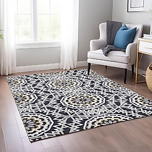 Addison Rugs Chantille ACN619 Black 9' x 12' Indoor Outdoor Area Rug, Easy Clean, Machine Washable, Non Shedding, Bedroom, Living Room, Dining Room, Kitchen, Patio Rug