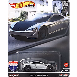 Hot Wheels Tesla Roadster Safari Vehicle for 3 Kids Years Old & Up, Premium Collection of Car Culture 1:64 Scale Vehicles