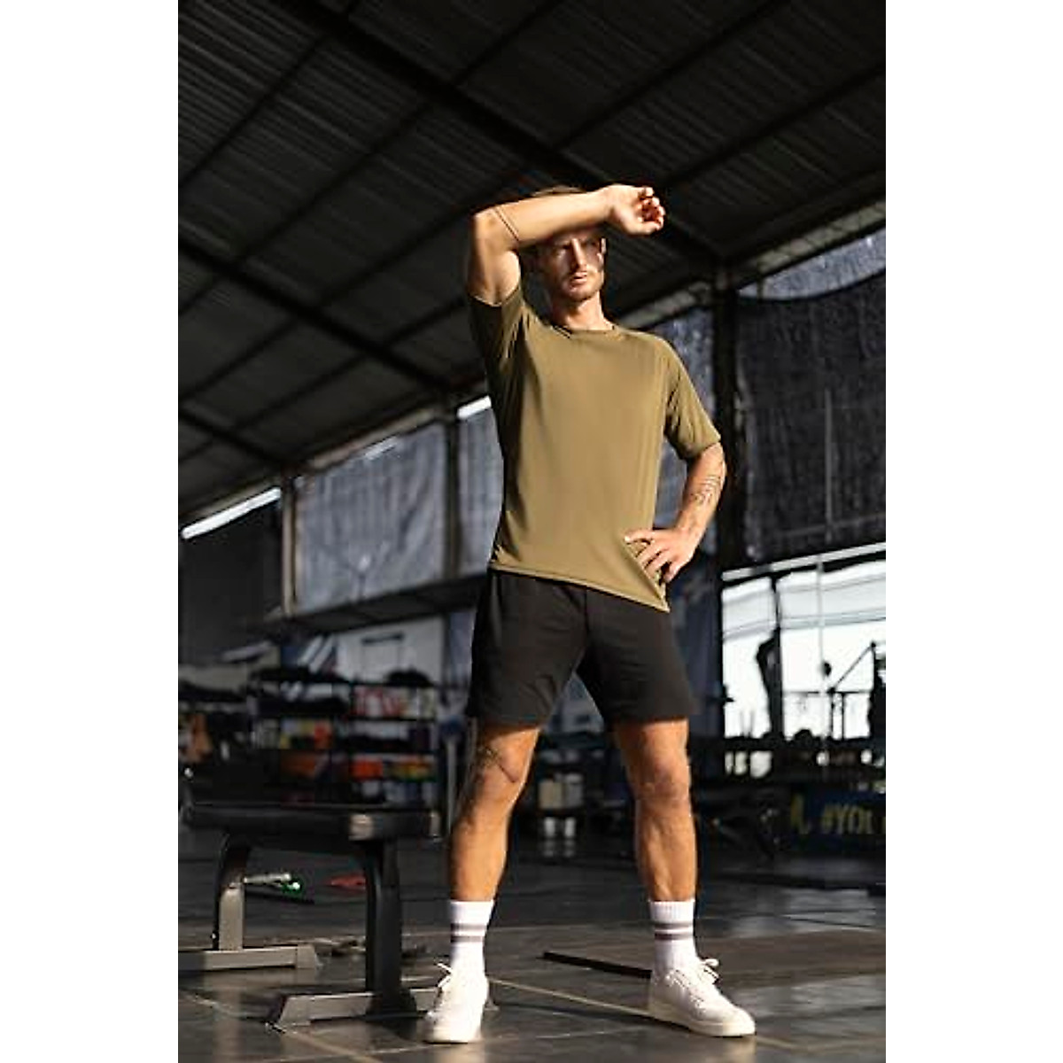 Cimic Workout Shirts for Men, 5 Pack Mens Crew Neck Casual Gym Shirts Short Sleeve Plain Athletic Moisture Wicking Dry Fit Active T-Shirts